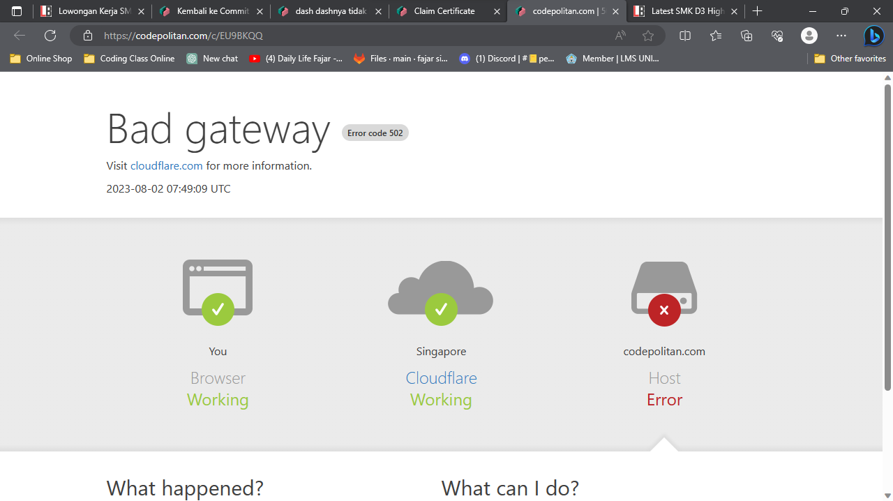 Kaa ini mau claim sertifikat kenapaa engga bisa yaa - CODEPOLITAN